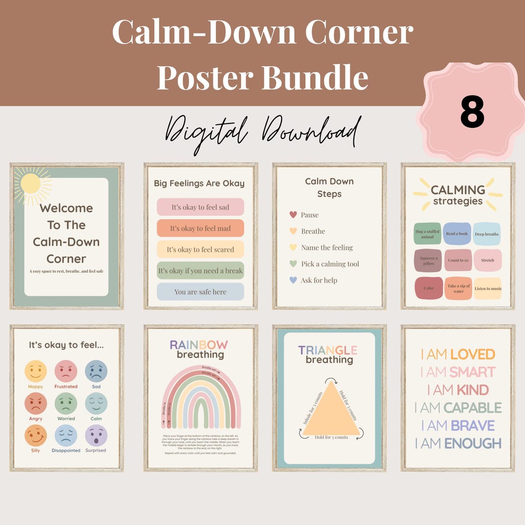 Calm Down Corner Poster Set | Montessori Emotional Regulation (digital ...