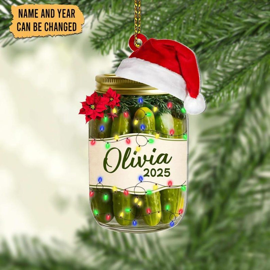 Personalized Pickle Jar 2D FLAT Ornament, Funny Christmas Tree Decor ...