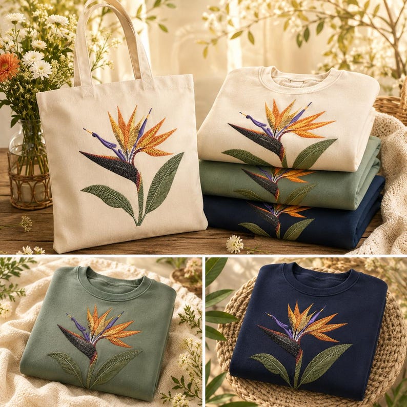 Bird of Paradise Embroidery Design, Tropical Flower Embroidery File ...