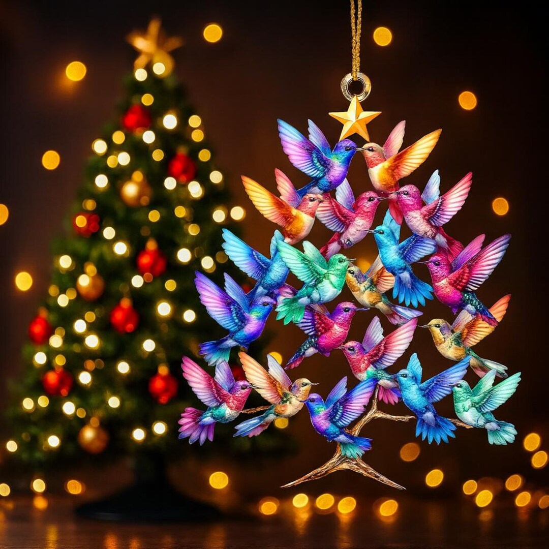 Hummingbird Christmas Ornament, Hummingbird Ornaments Acrylic 2D ...