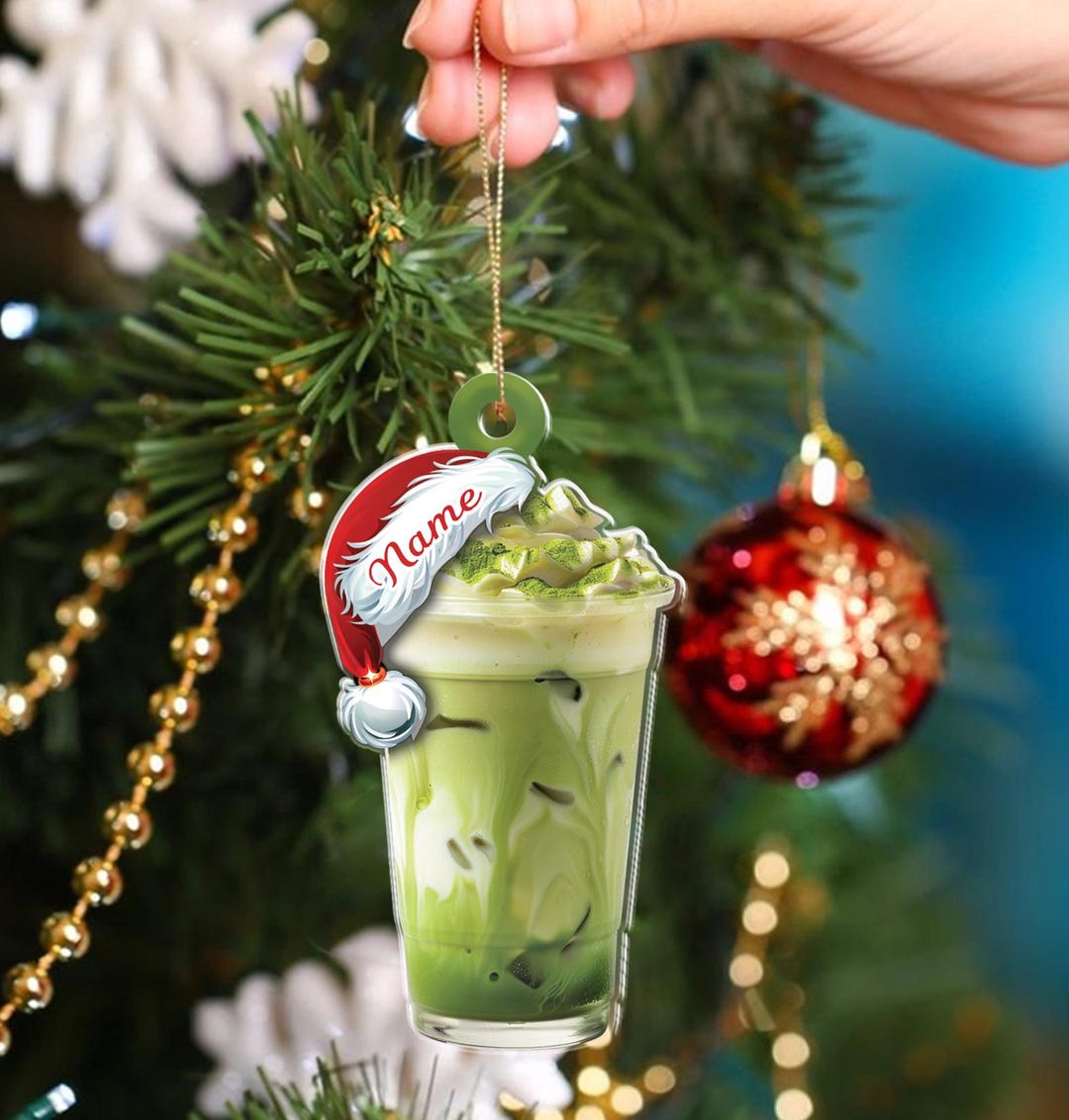 Personalized Matcha Latte Ornament, Custom Name Christmas Drink ...