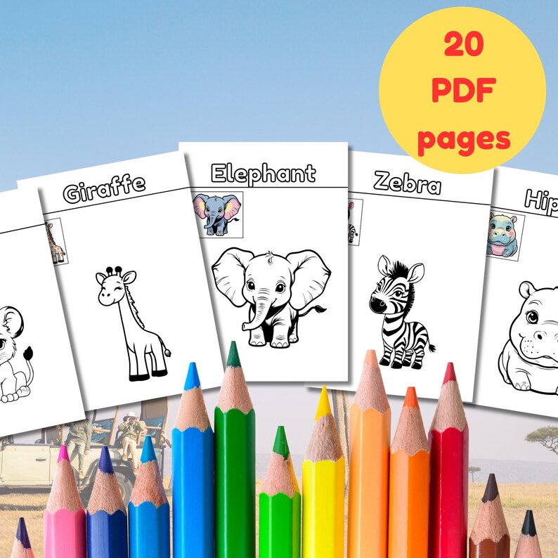 Safari Animal Coloring Pages: Fun Learning Activity (A4 & US Letter) (2 ...