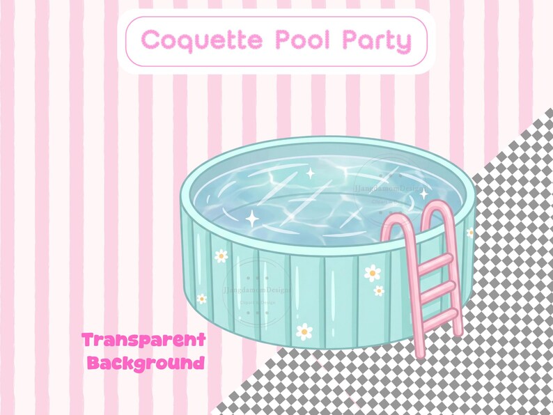 31 Coquette Pool Party Clipart, Pastel Summer PNG, Swim Elements - Etsy