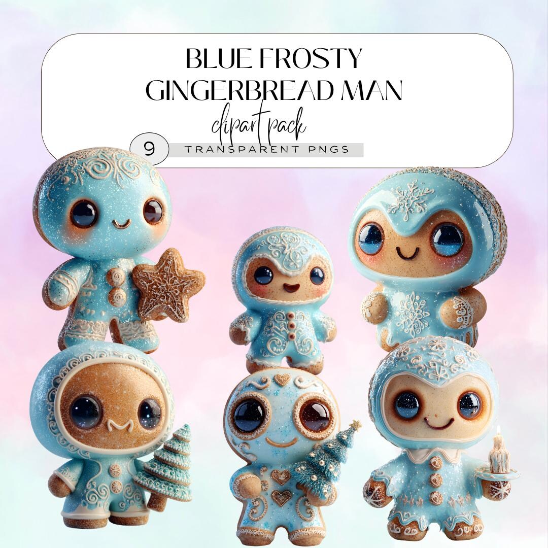 Blue Gingerbread Man Clipart,cool Icy Punk Gingerbread Man, Printable ...