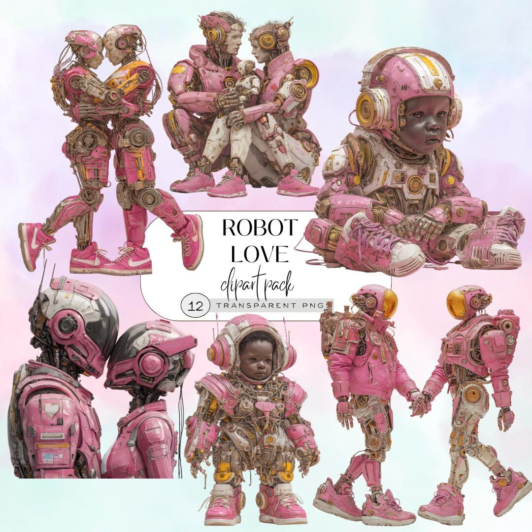 Robot Love Clipart, Futuristic Romantic Robots PNG, Sci-fi Couples ...