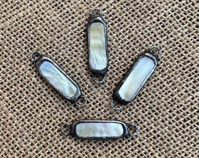 Soldered Golden Honey Pearl Connectors Links Rustic Style Dark Patina ...