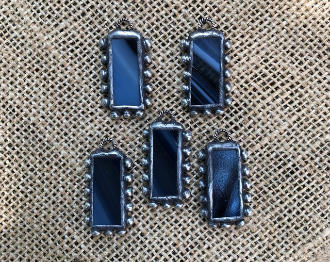 Black, Gray & White Stripe/swirl Rectangle Shaped Soldered Stained ...