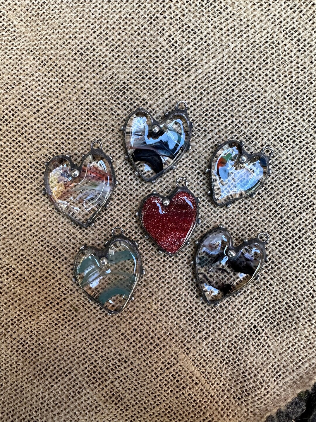 Colorful Handmade Glass Soldered Heart Pendants Charms Boho Style ...