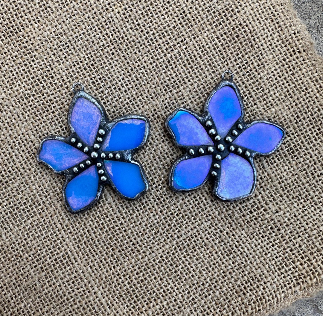 Hand Soldered Hibiscus Flower Bloom Glass Pendant Artisan Jewelry ...