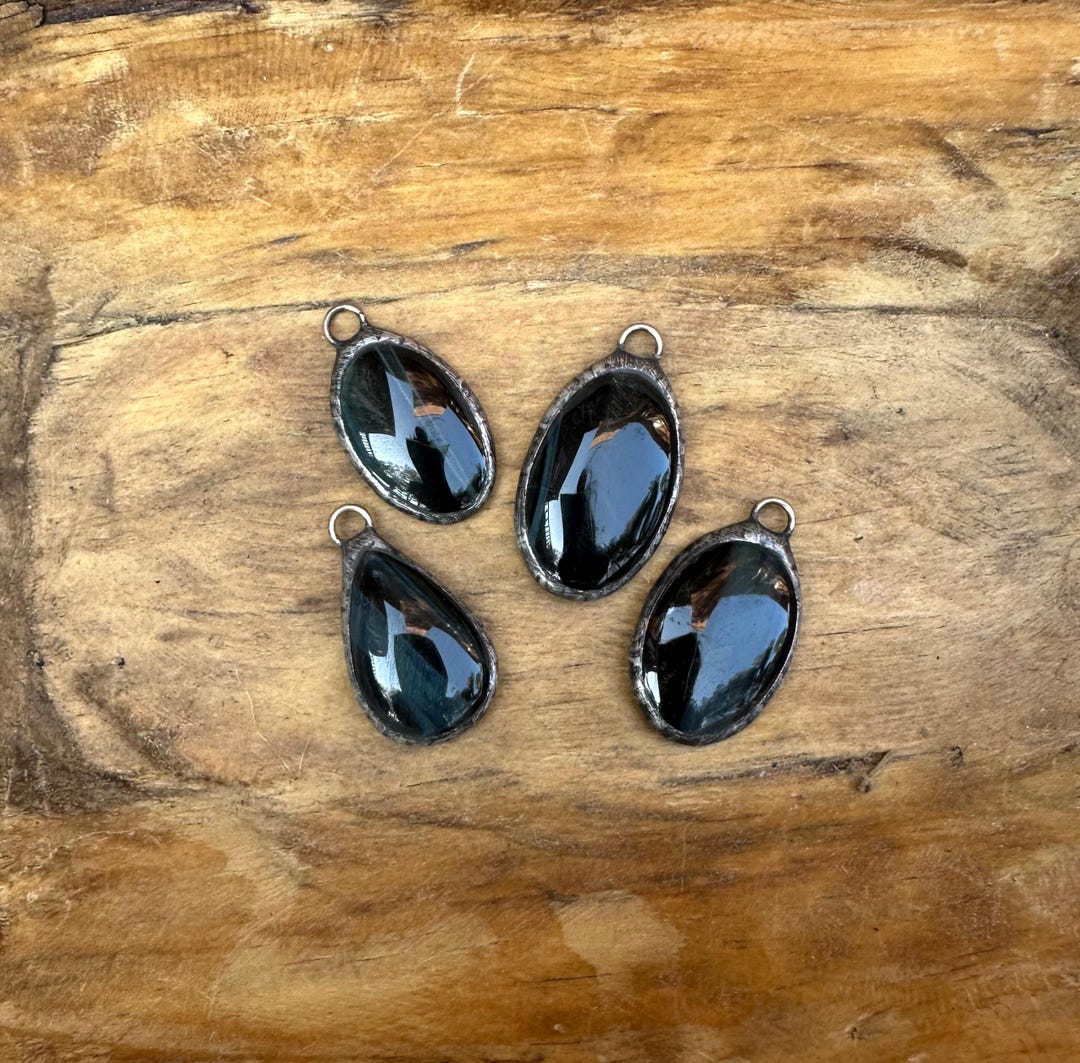 Midnight Blue Tiger Eye Various Shape Hand Soldered Metalwork Pendants ...