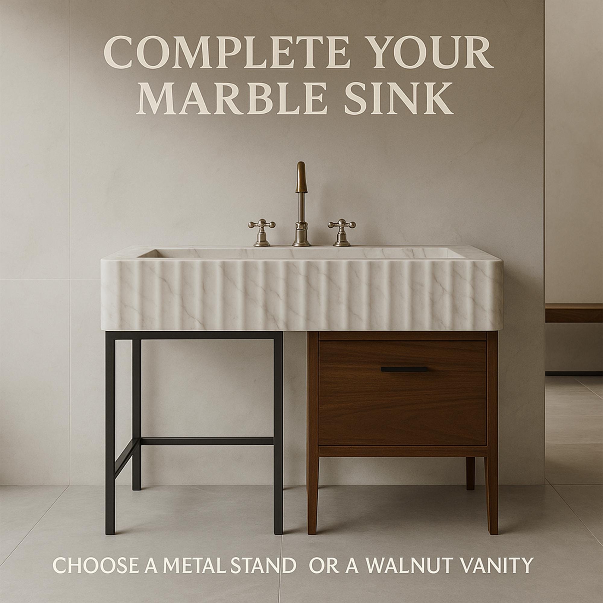 St. Moritz Fluted Marble Vanity Sink – Handcrafted Luxury Bathroom ...