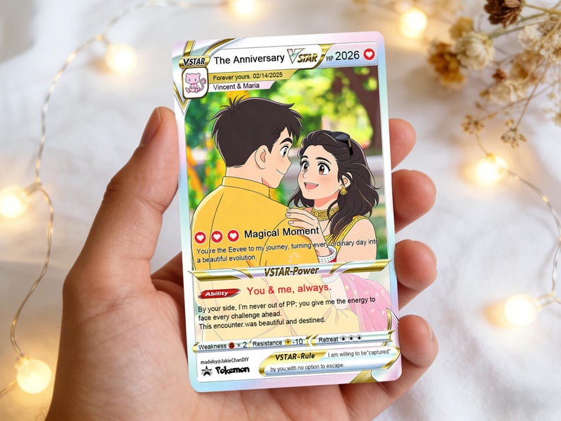 Personalized Anniversary Card, Anime Wedding Card, Custom Photo Pokemon ...