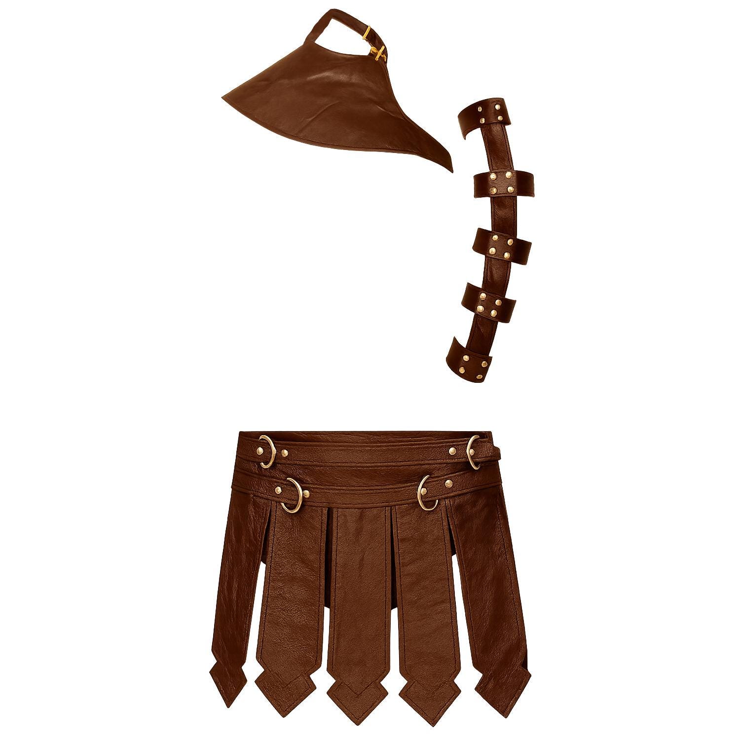 Real Leather Men's Roman Gladiator Kilt Set Heavy Duty LARP Club Wear ...