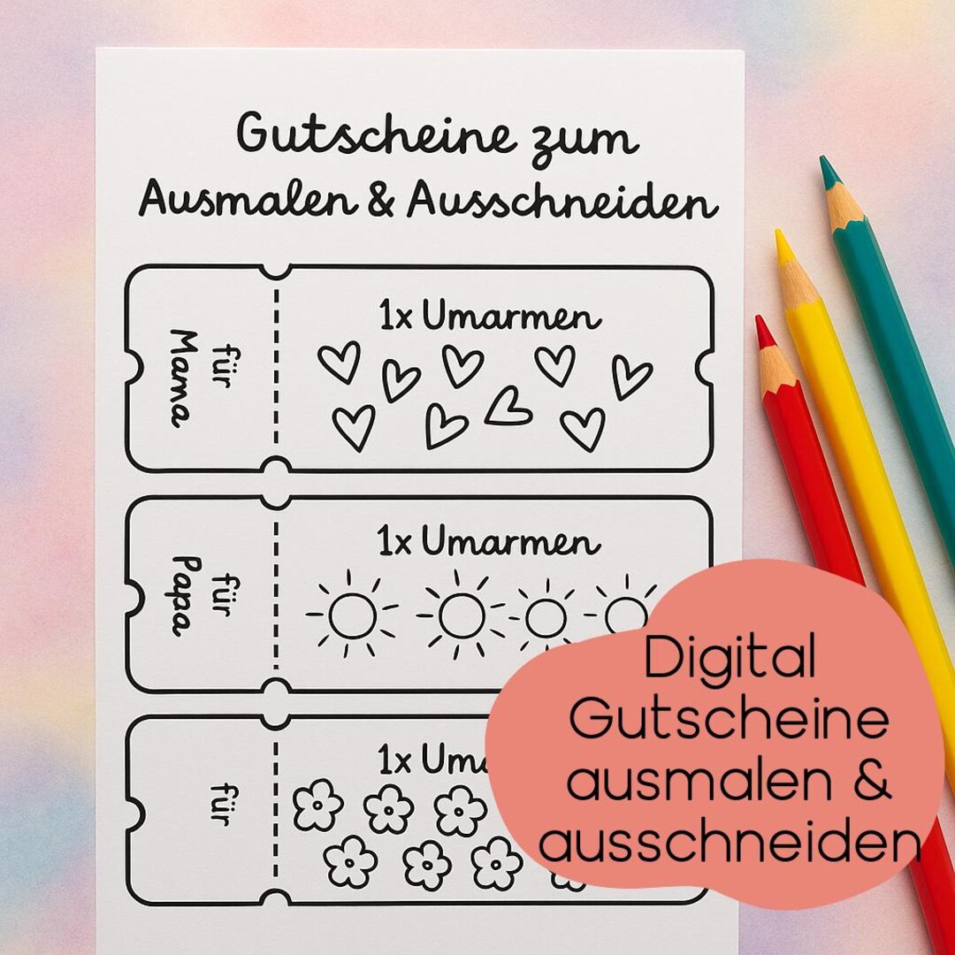 Coloring Voucher / Children's Voucher for Mom and Dad / Gift to Craft ...