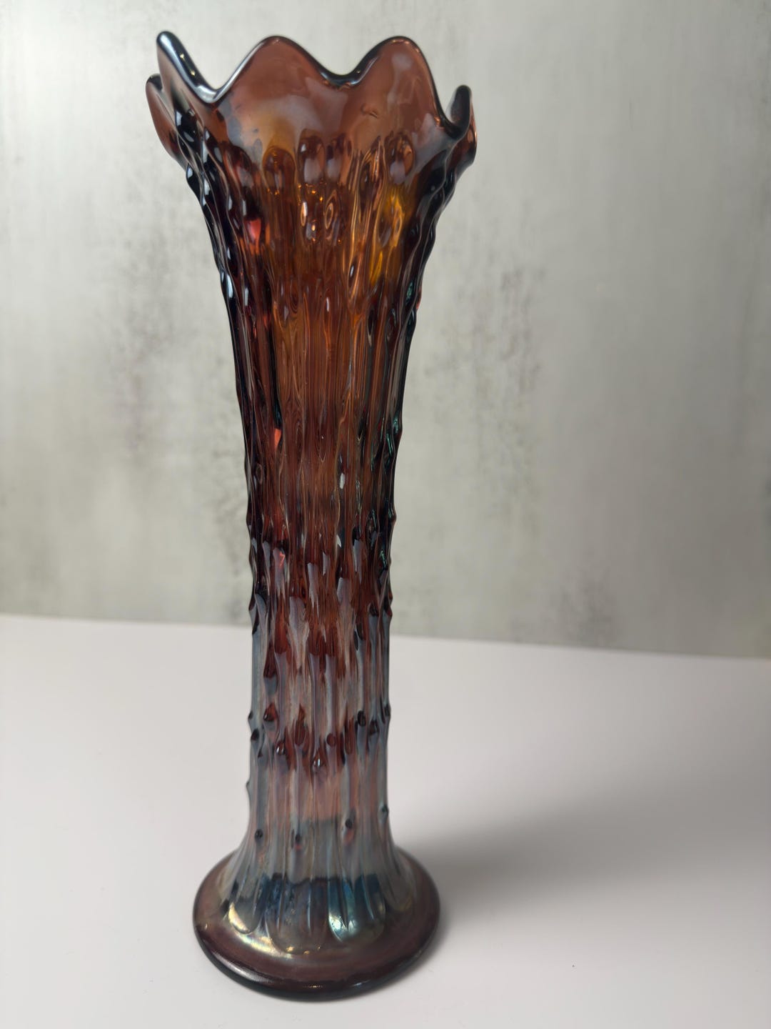 Antique Northwood Carnival Glass Vase – “tree Trunk” Pattern in ...