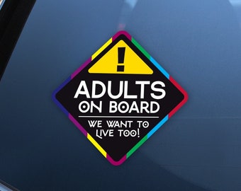 Adult on Board Sticker - Etsy