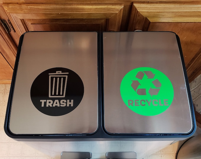 Recycle and Trash Logo Sticker Set of 6 Decals for Trash Can Recycling ...