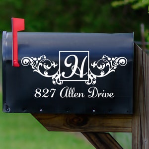 Monogram Mailbox Decals - Set of 2, Elegant Square Design With Mirrored ...