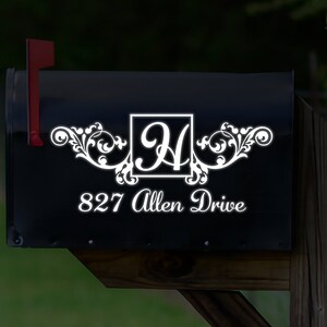 Monogram Mailbox Decals - Set of 2, Elegant Square Design With Mirrored ...
