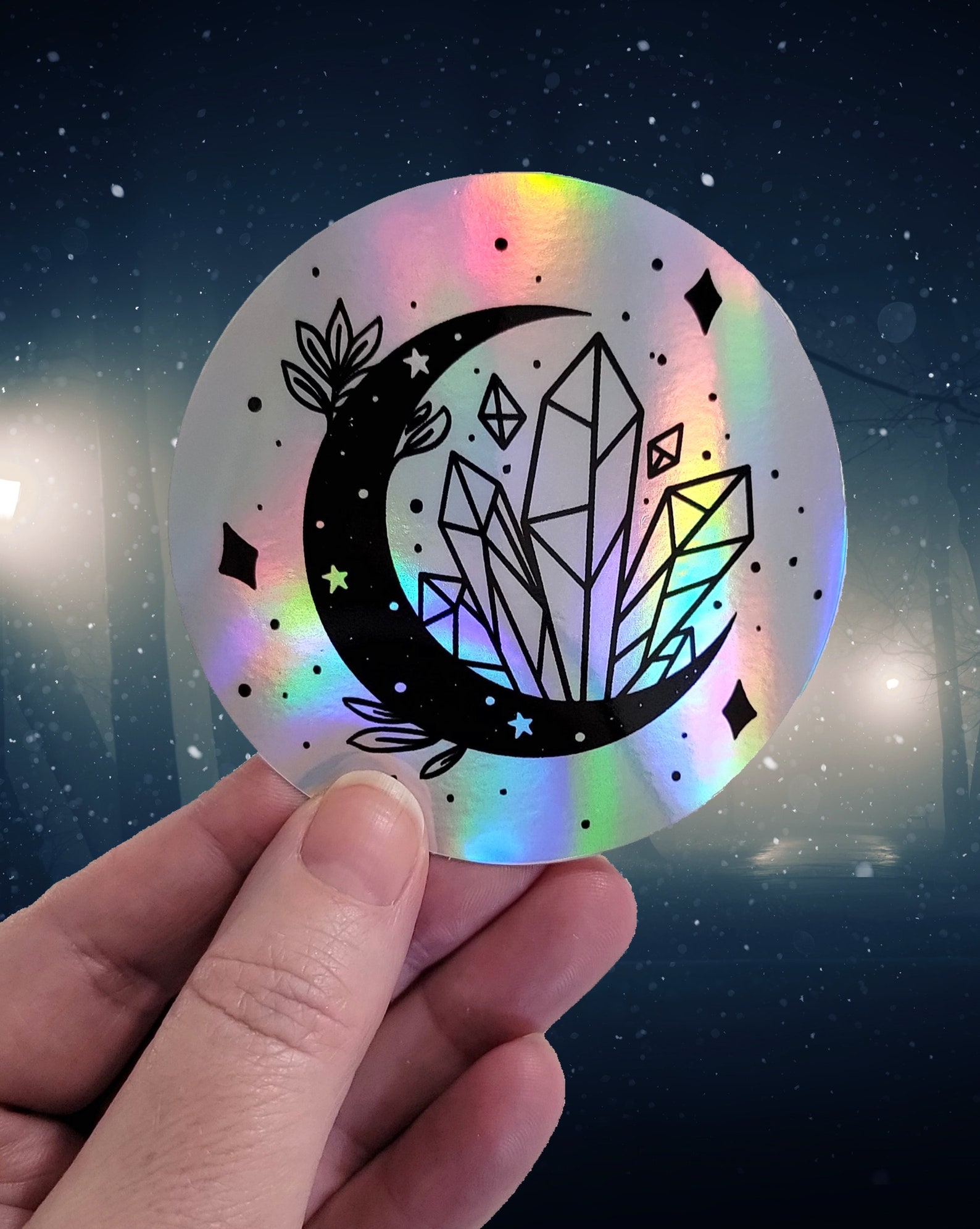 3 Crystal Moon and Stars Holographic Sticker Printed - Etsy