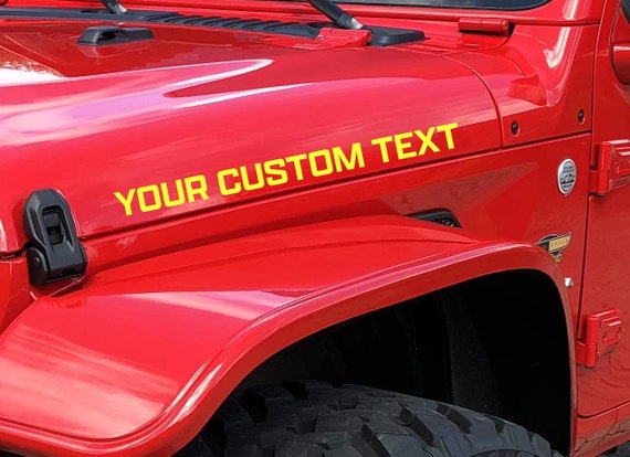 Custom Text Jeep Wrangler Hood Decals set of Two Choose Font | Etsy