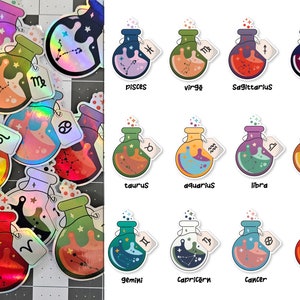 Zodiac Potion Bottle Stickers Astrology Sign-inspired Decals Available ...