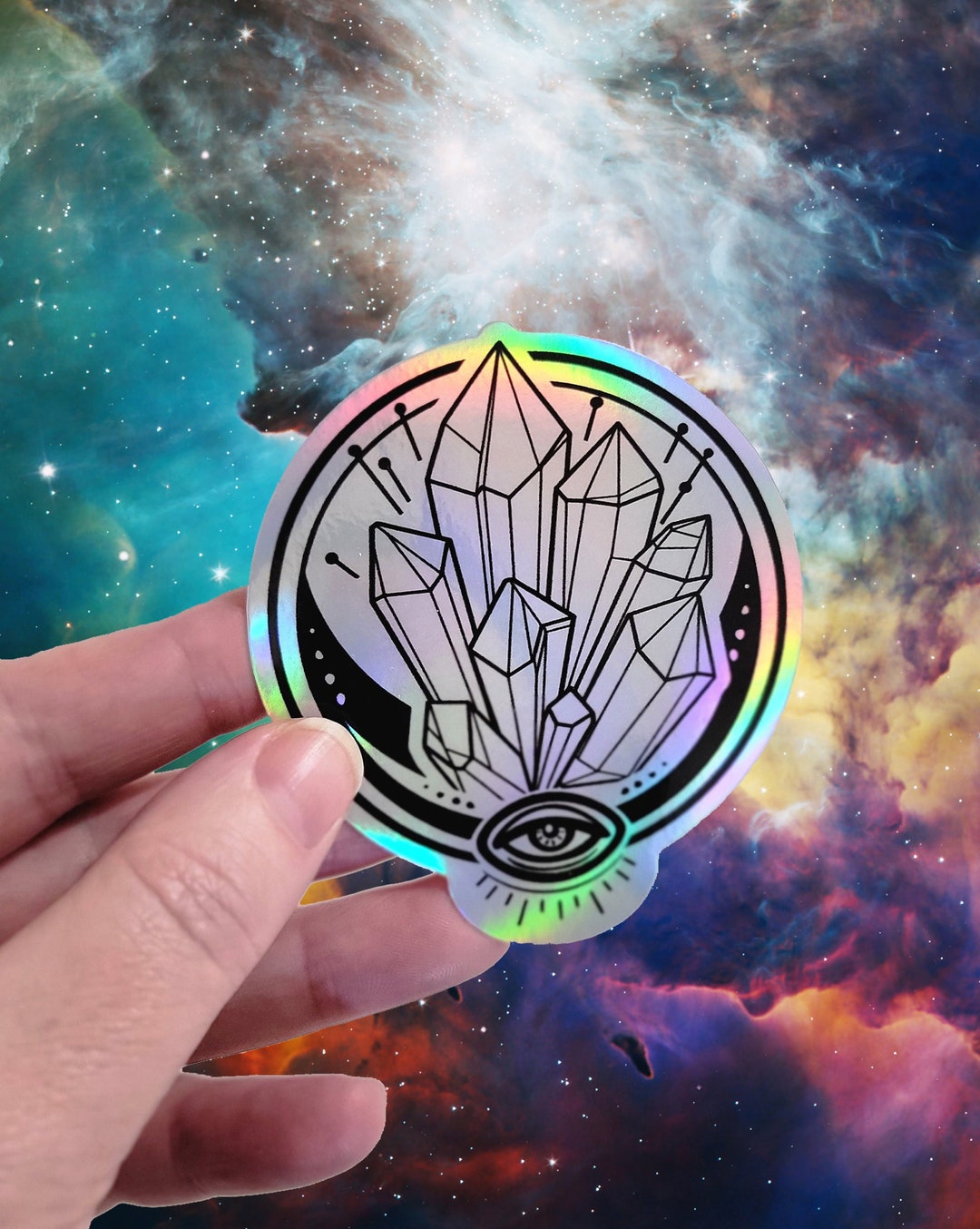 3 Crystal Moon Eye Holographic Sticker Printed Vinyl Decals Laptop Car ...