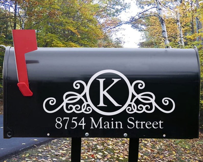 Set of 2 Mailbox Decals Vinyl Decal Monogram and Address - Etsy