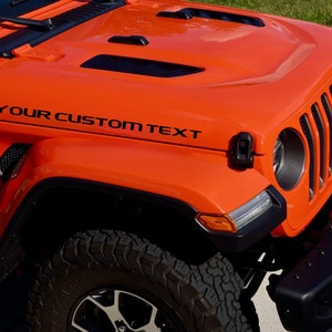 Custom Text Jeep Wrangler Hood Decals (set of Two) Choose Font & Text ...