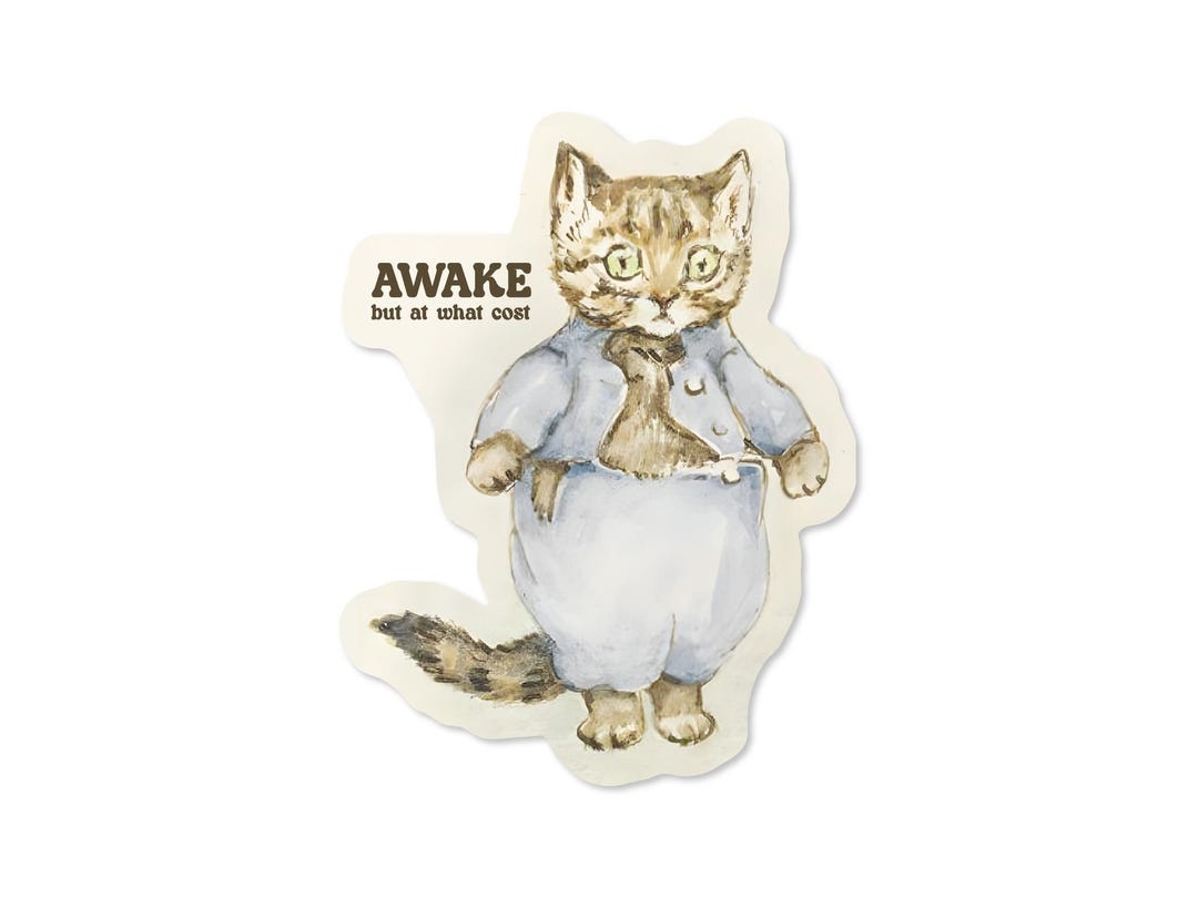 Awake but at What Cost Cat Sticker Waterproof Vinyl Decal 3" - Etsy