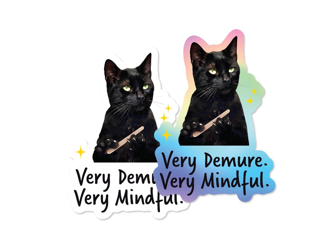 Very Demure Cat Funny 3" Sticker Waterproof Holographic Vinyl - Etsy
