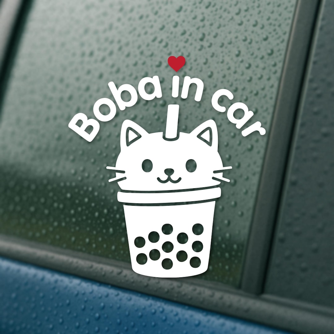 Boba in Car Transfer Decal – Cute Boba Tea Car Sticker in Permanent ...