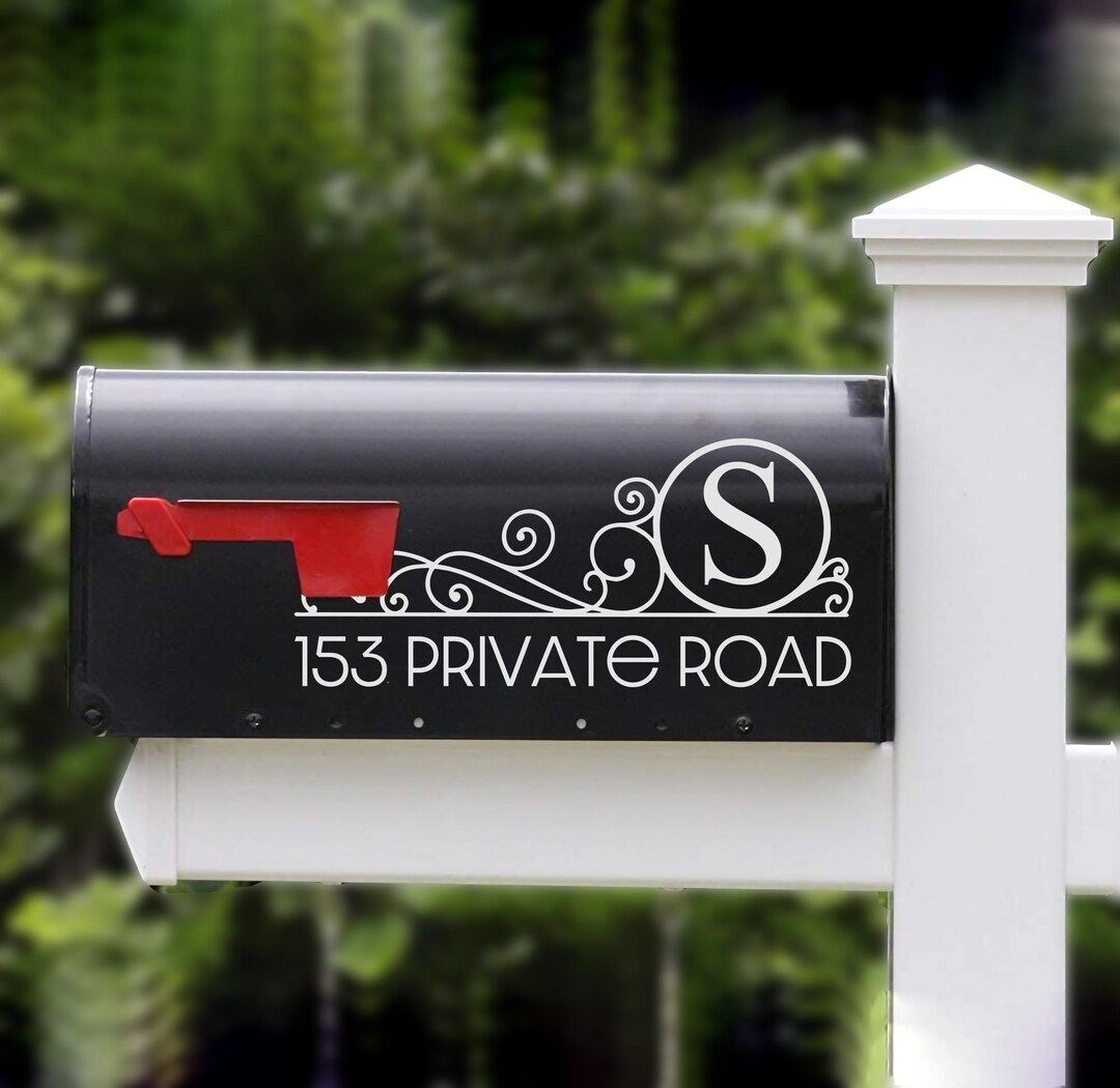 Monogram Mailbox Decals - Set of 2, Circular Design Elegant Side ...