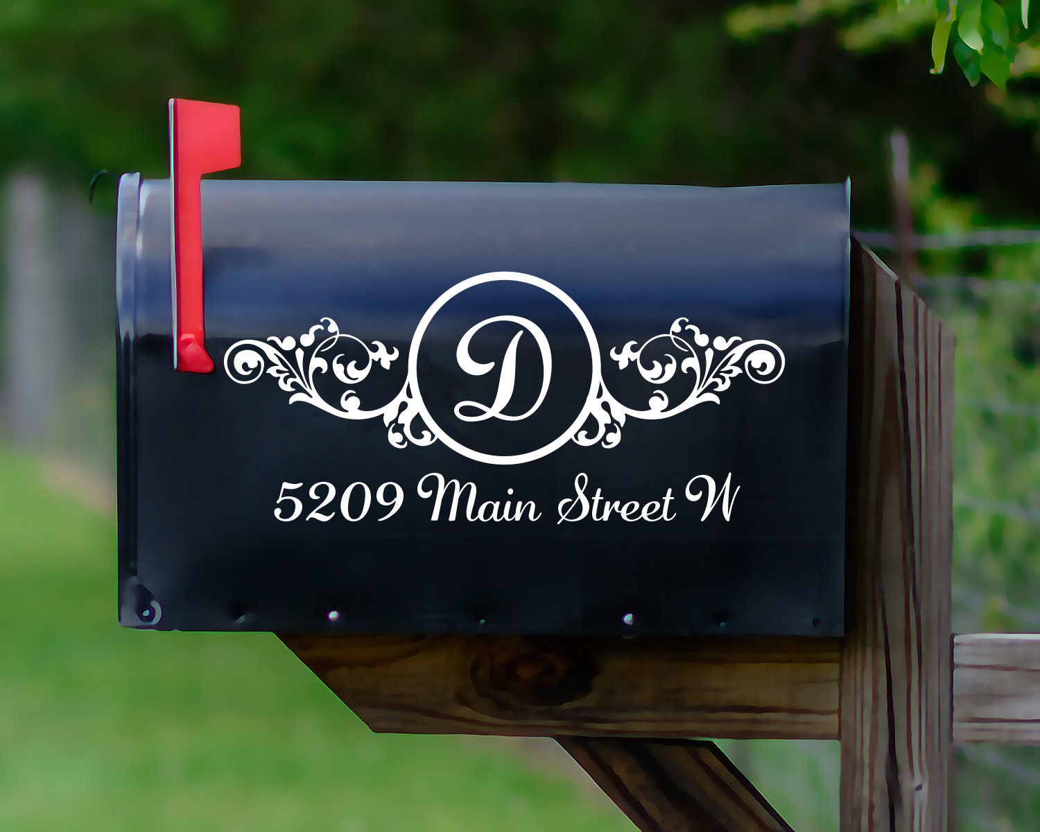 Monogram Mailbox Decals - Set of 2, Circular Design With Mirrored ...