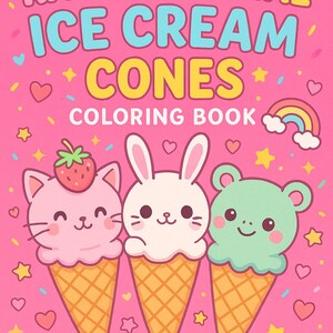 Kawaii Animal Ice Cream Coloring Book – Kids Summer Fun (digital ...