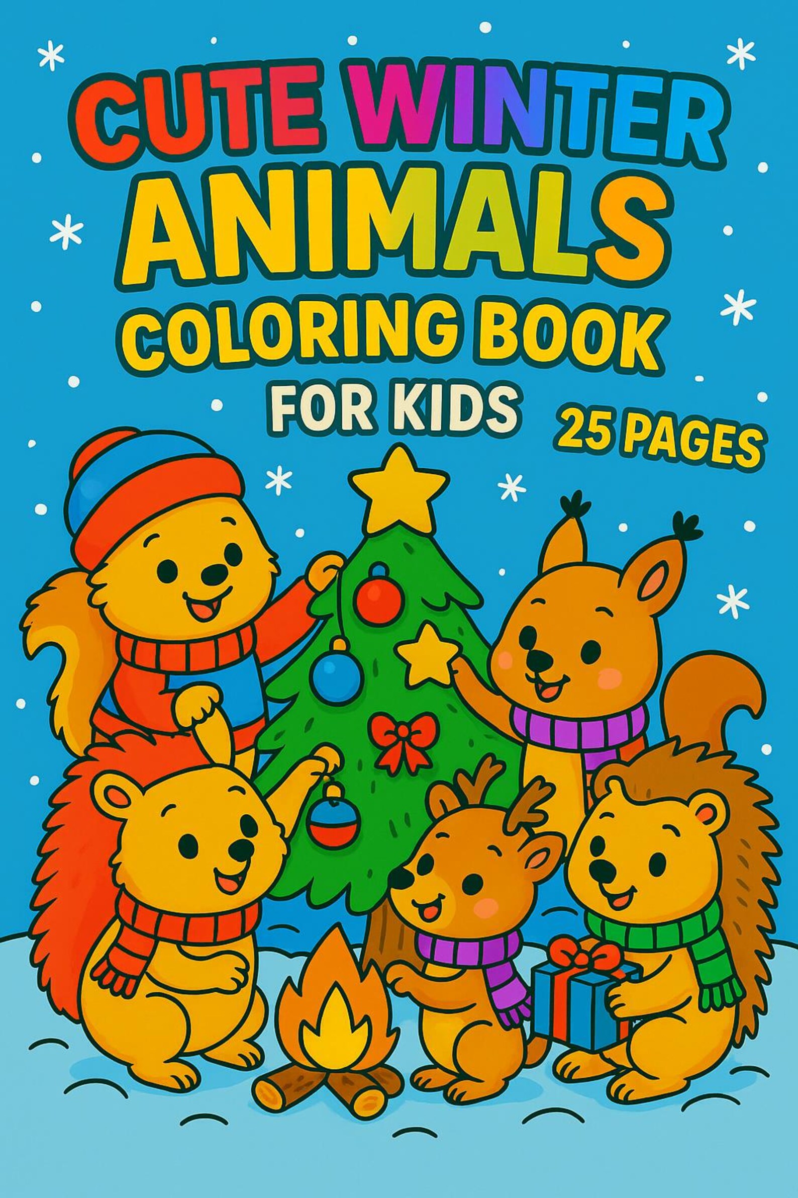 Winter Animals Coloring Book for Kids: Christmas Holiday Fun (25 Pages ...