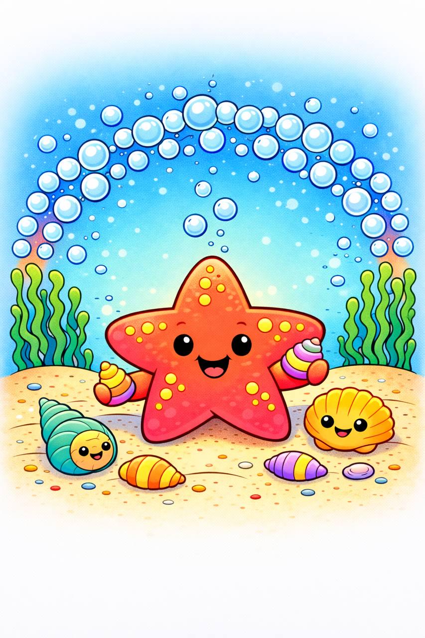 Starfish & Seashells Fun – Ocean Coloring Book for Kids | 20 Printable ...