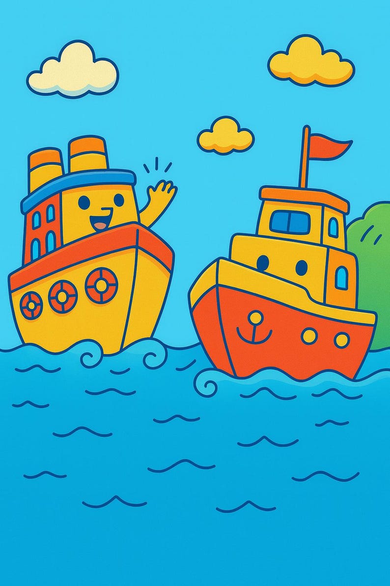 Ships Coloring Book for Kids: Marine Adventure, 20 Fun Pages (printable ...