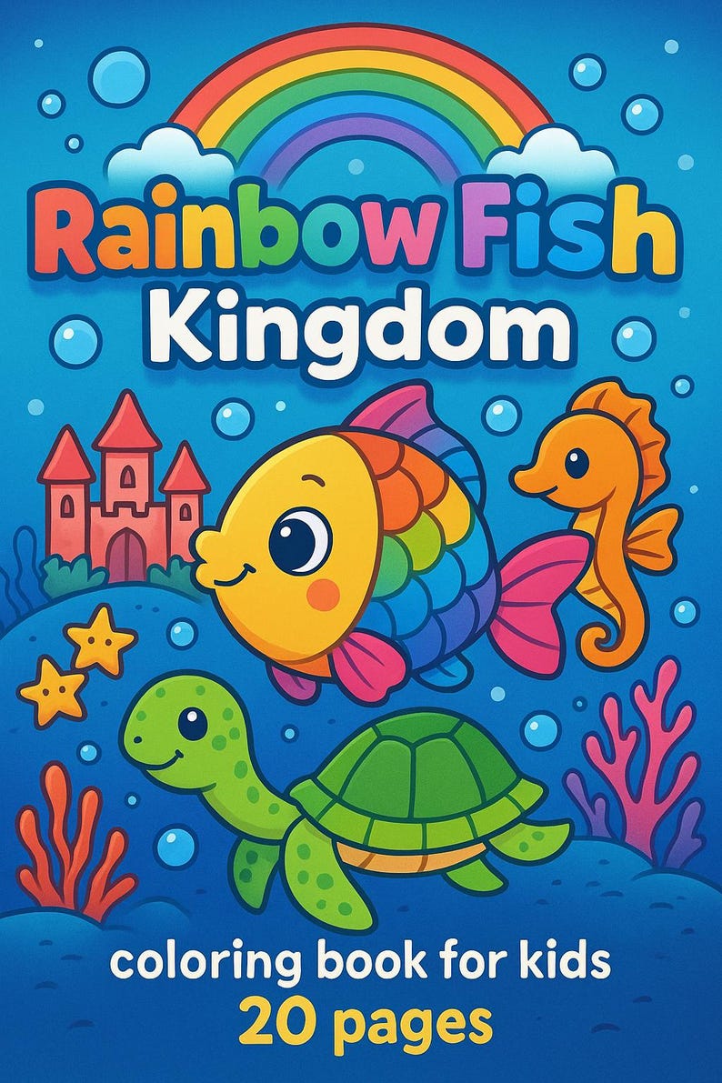 Rainbow Fish Coloring Book for Kids – 20 Pages (printable PDF) - Etsy