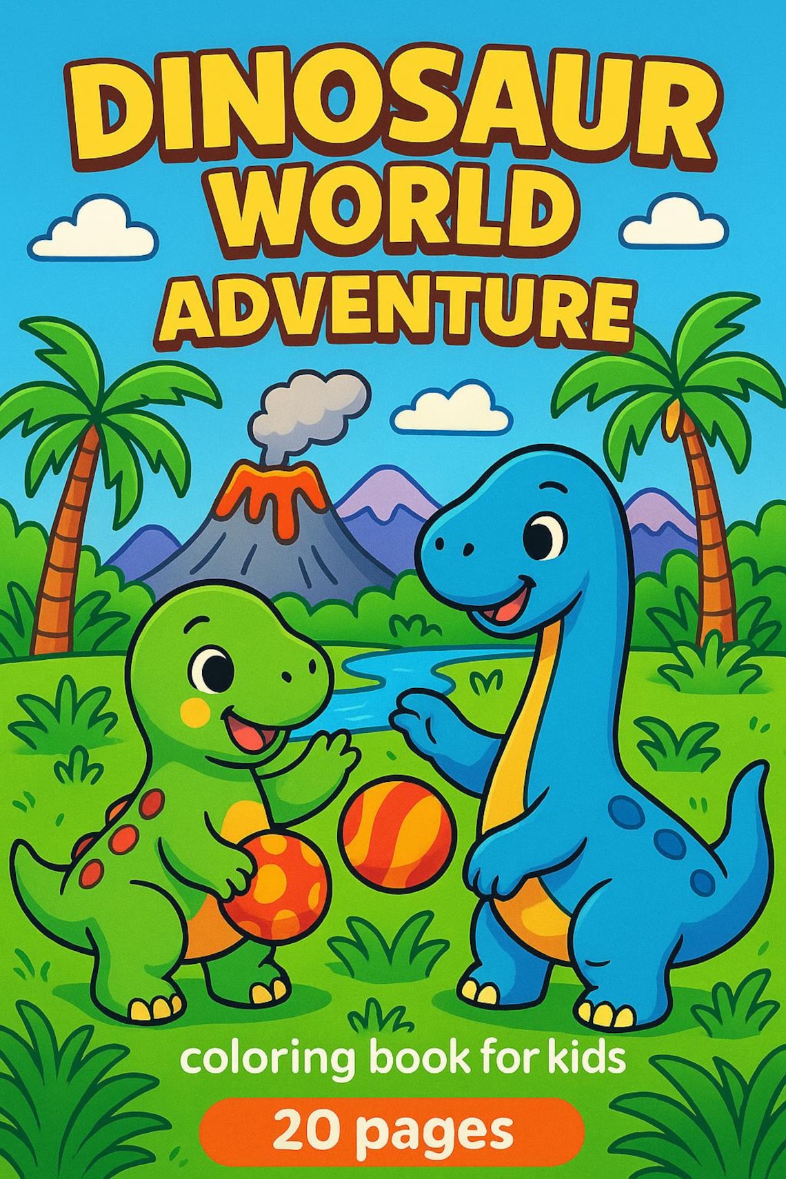 Dinosaur World Adventure | Coloring Book for Kids | 20 Pages Printable ...
