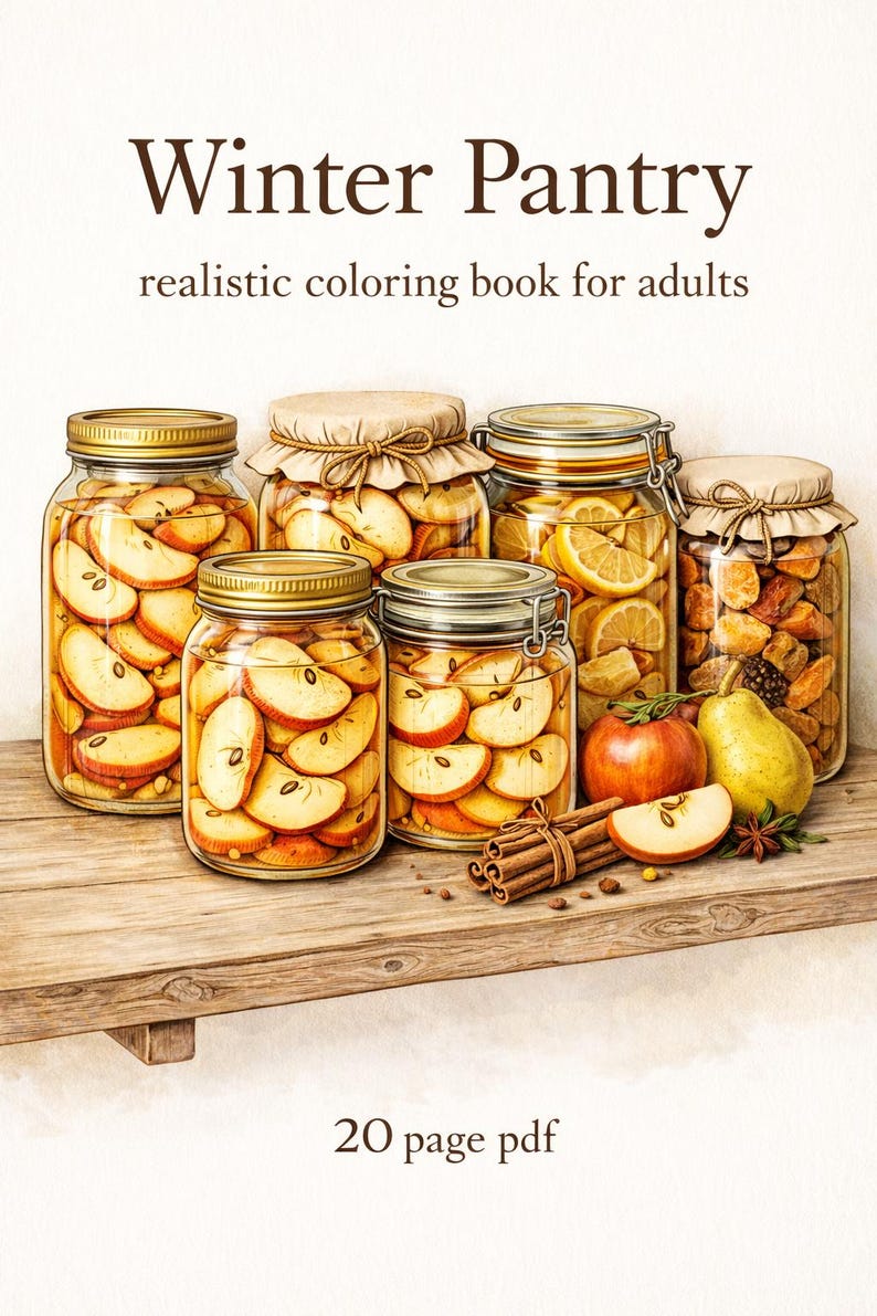 Winter Pantry – Realistic Coloring Book for Adults | Cozy Fruits ...