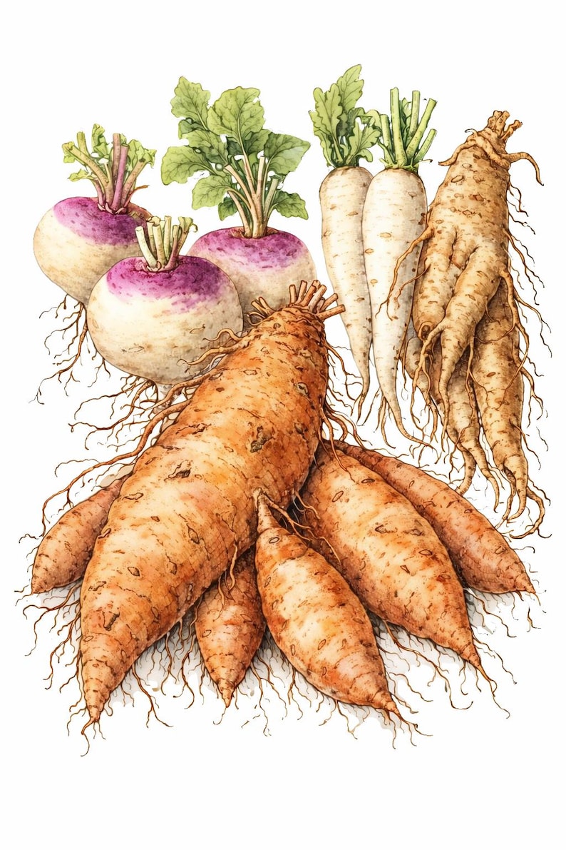 Botanical Root & Garden Vegetables · 25 Pages · Printable PDF - Etsy