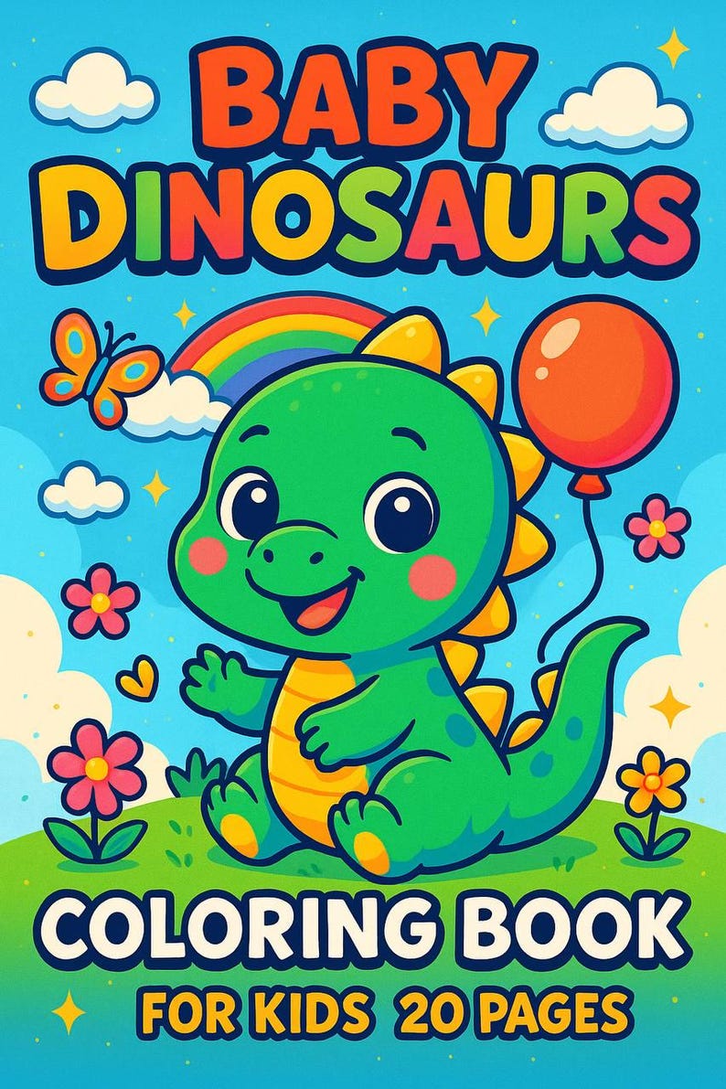 Baby Dinosaurs Coloring Book for Kids – 20 Cute Pages Printable - Etsy