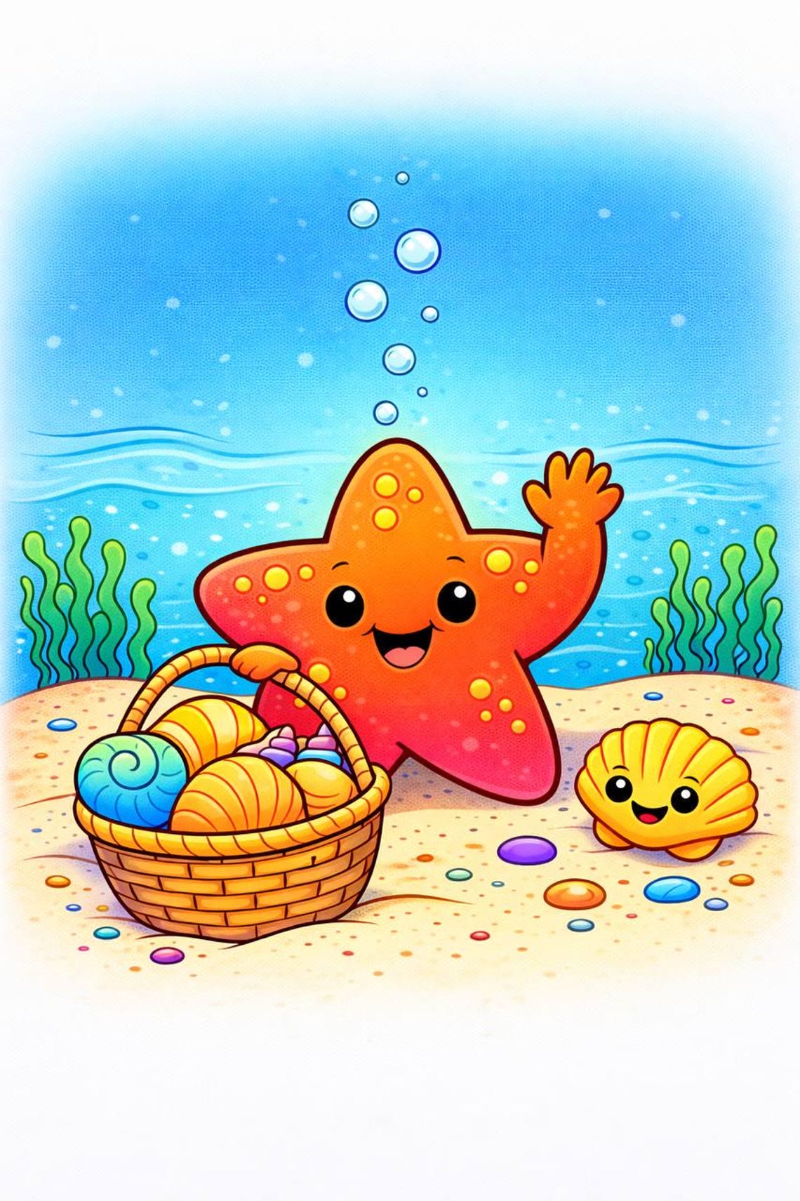 Starfish & Seashells Fun – Ocean Coloring Book for Kids | 20 Printable ...