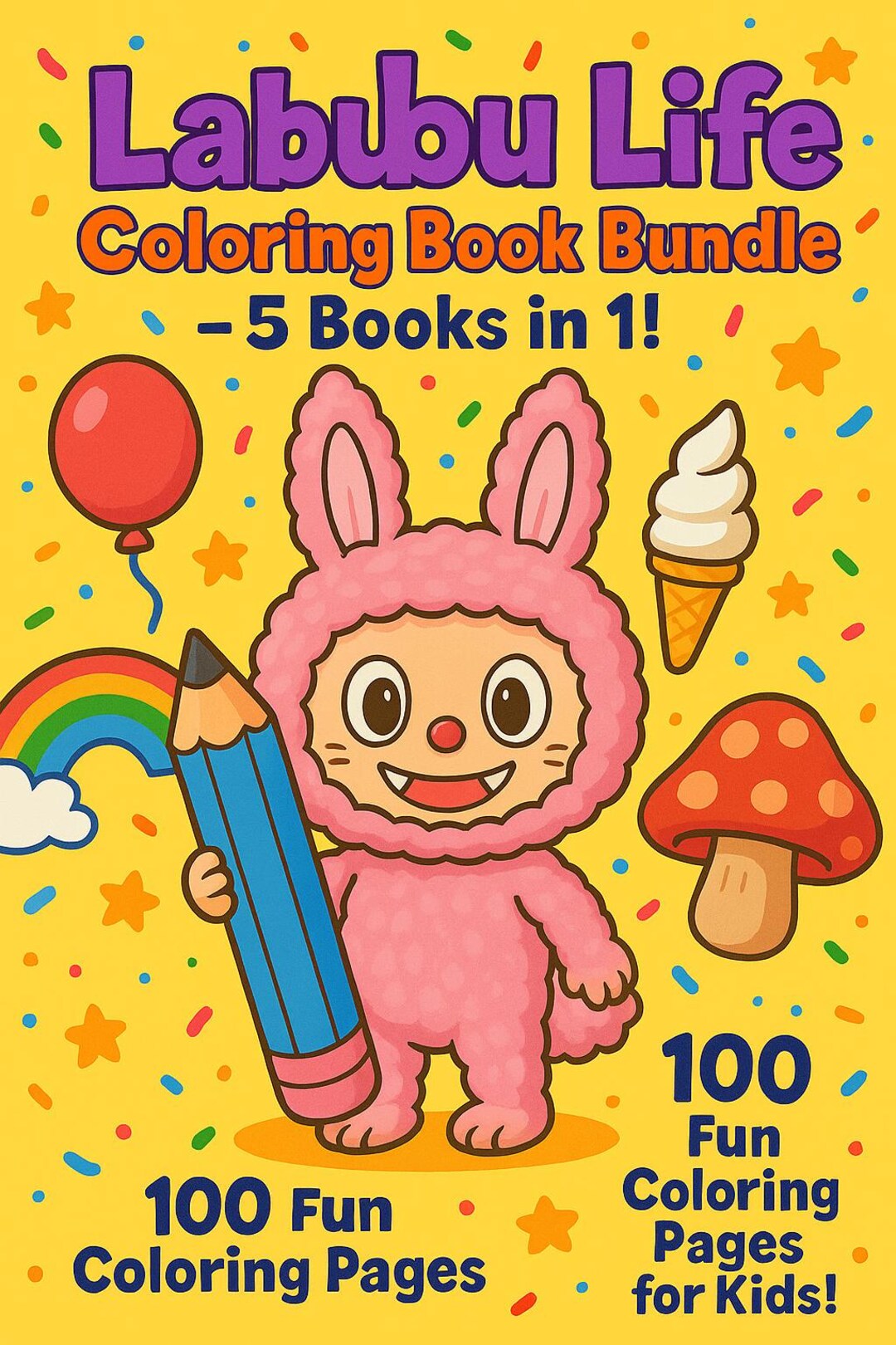 Labubu Life Coloring Book Bundle – 5 Books in 1 | 100 Pages| Cute ...