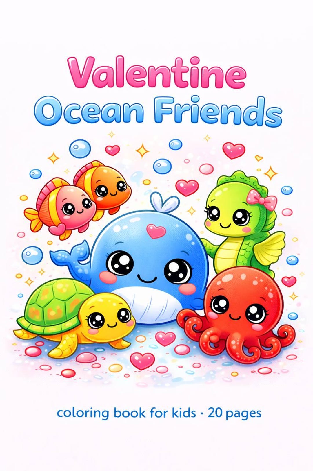 Valentine Ocean Friends – Sea Animals Coloring Book for Kids | 20 ...