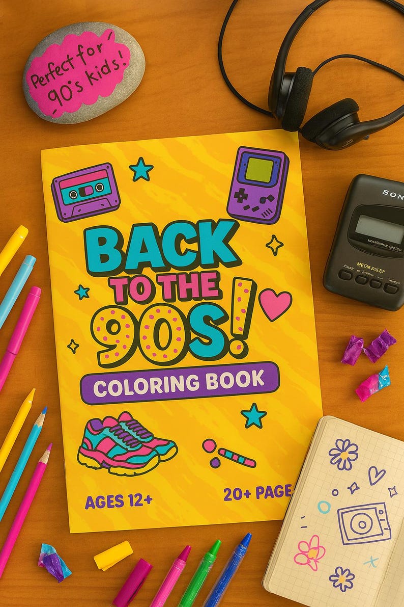 90s Nostalgia Coloring Book: Retro Printable for Teens & Adults ...