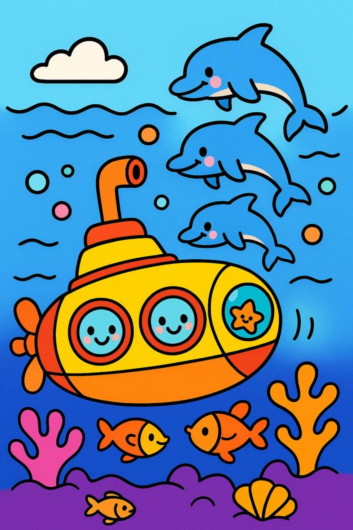 Submarines & Deep Sea Fun Coloring Book for Kids – 20 Printable Pages ...