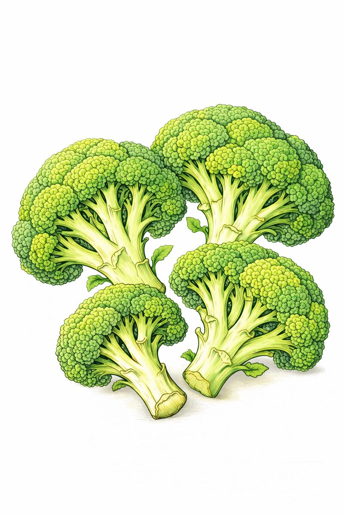 Broccoli & Florets - Realistic Botanical Coloring Book for Adults - 20 ...
