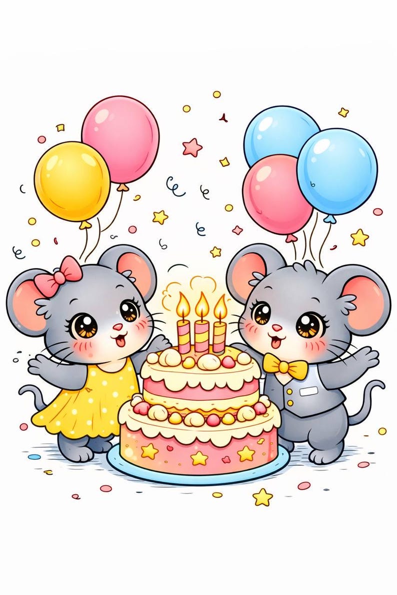 Mouse Birthday Party – Cute Celebration Coloring Book for Kids | 20 ...